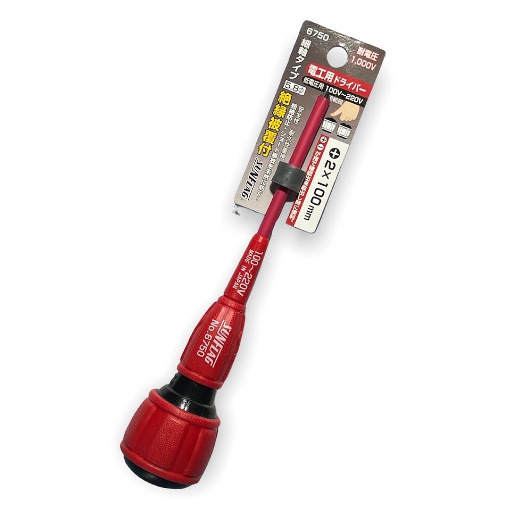 日本製 新龜 SUNFLAG 電工絕緣起子 NO.6750 一字(黃)/十字(紅) 4" 徑附套 一支 | 蝦皮購物