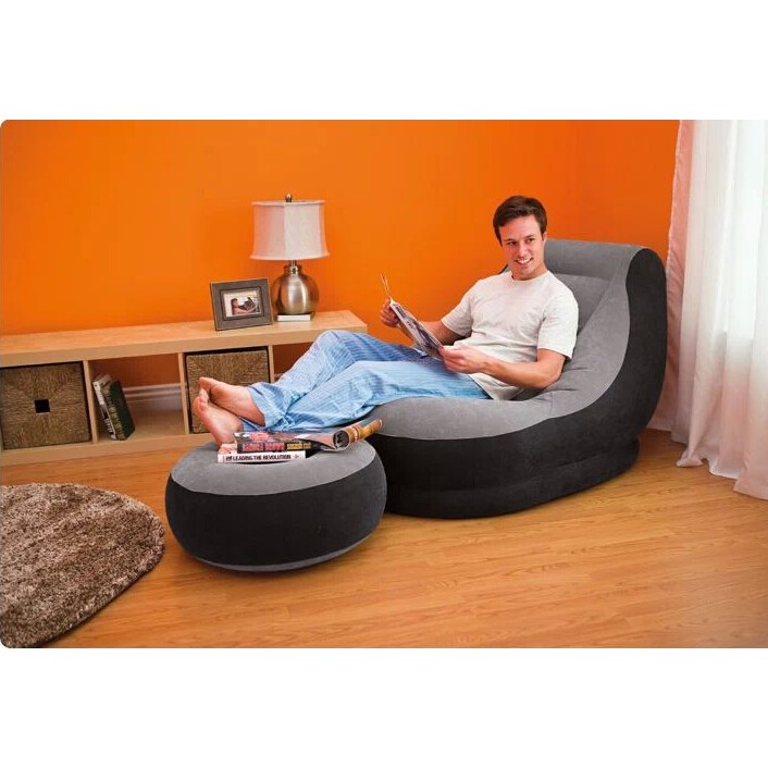 INTEX 68564 充氣植絨休閒沙發懶骨頭 懶人沙發 休閑沙發 充氣沙發 休閒躺椅 貴妃椅 附修補片 迷露森活 | 蝦皮購物