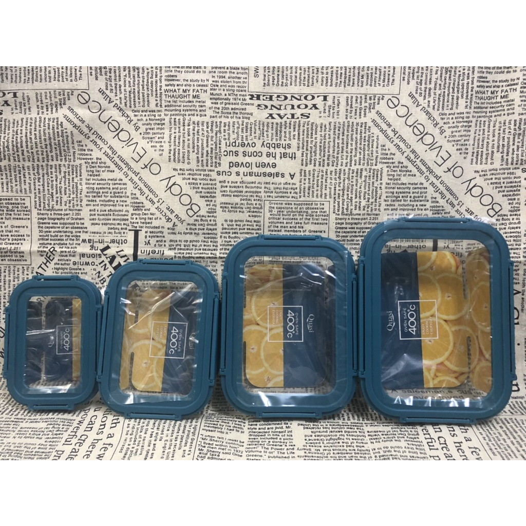 Quasi藍扣 玻璃保鮮盒 370ML 640ML 1050ML 1520ML 便當盒 餐盒 保鮮餐盒 飯盒 | 蝦皮購物