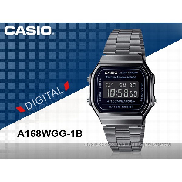 CASIO A168WGG-1B 復古電子錶 不鏽鋼錶帶 生活防水 A168WGG 復古電子錶 不鏽鋼錶帶 可調節式錶扣 | 蝦皮購物