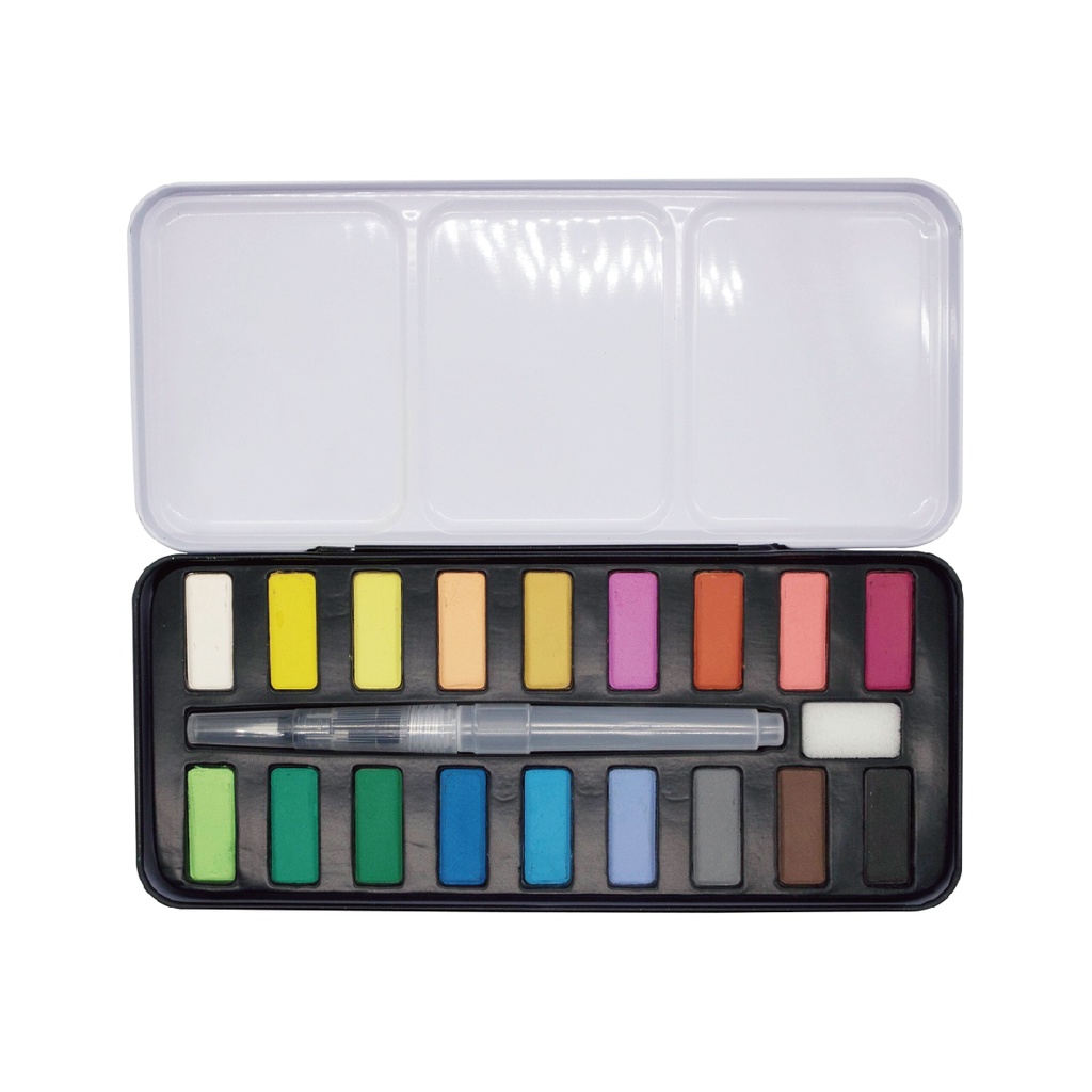 水彩 固體水彩 Penrote 筆樂 18色 24色 36色 內贈自來水筆 水彩顏料 塊狀水彩 美術初學者 寫生攜帶方便 | 蝦皮購物