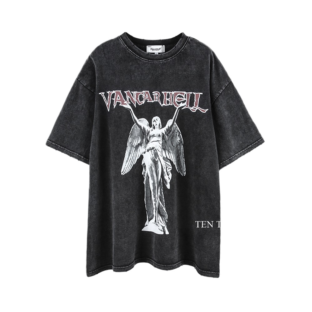『1068』VANCARHELL 翅膀天使 水洗 刷舊 自由天使 JR DARK 個性 寬鬆 短袖Tee【A84997】 | 蝦皮購物