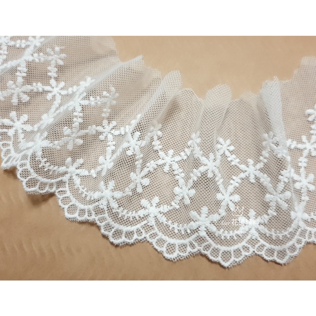 《iAsa愛莎の》手作材料 6~13cm白色深藍色網紗刺繡滿幅花朵蕾絲花邊diy裙擺裝飾服裝輔料 | 蝦皮購物