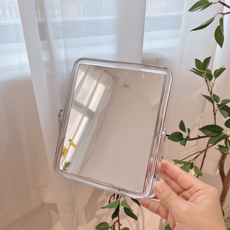現貨！快速出貨！簡約透明雙面化妝鏡 鏡子 透明可旋轉鏡子 化妝鏡 簡約 時尚 創意桌面 雙面化妝鏡子 學生 宿舍 北歐風 | 蝦皮購物
