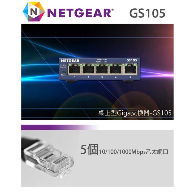 【現貨熱銷】NETGEAR GS105 5埠 Giga 無網管型交換器 鐵殼 全新 公司貨 光華商場 | 蝦皮購物
