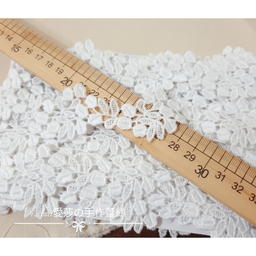 《iAsa愛莎の》手作材料 白色刺繡小葉子棉水溶花邊DIY服裝拼接裝飾材料寬4cm | 蝦皮購物