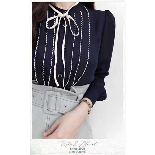 日本高單價品牌REDYAZEL波浪壓紋雪紡氣質領結上衣 RIKA | 蝦皮購物