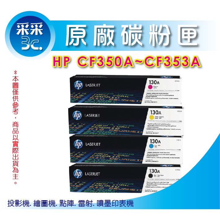 【采采3C+含稅】HP 正原廠碳粉匣130A CF350A/CF351A/CF352A/CF353A M176/M177 | 蝦皮購物