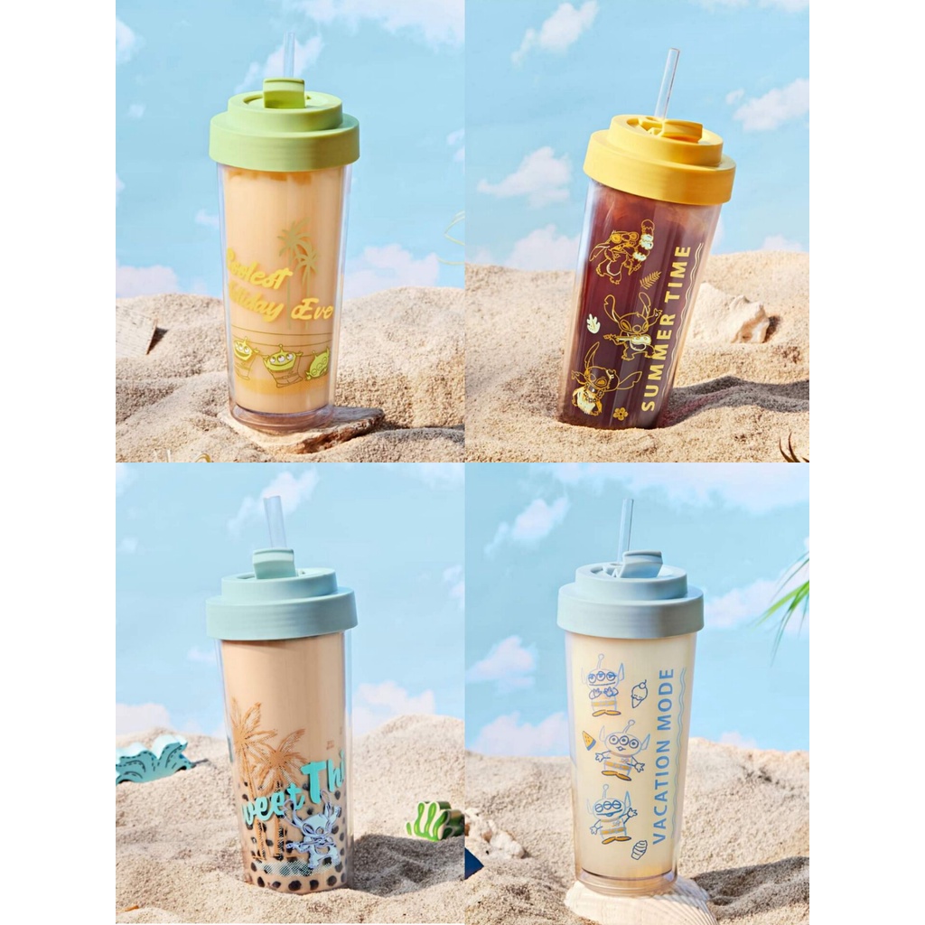 良杯製所Oolab正品代購 迪士尼夏日系列 史迪奇＆三眼怪 Ecozen 透明雙層隨行杯 750ml | 蝦皮購物