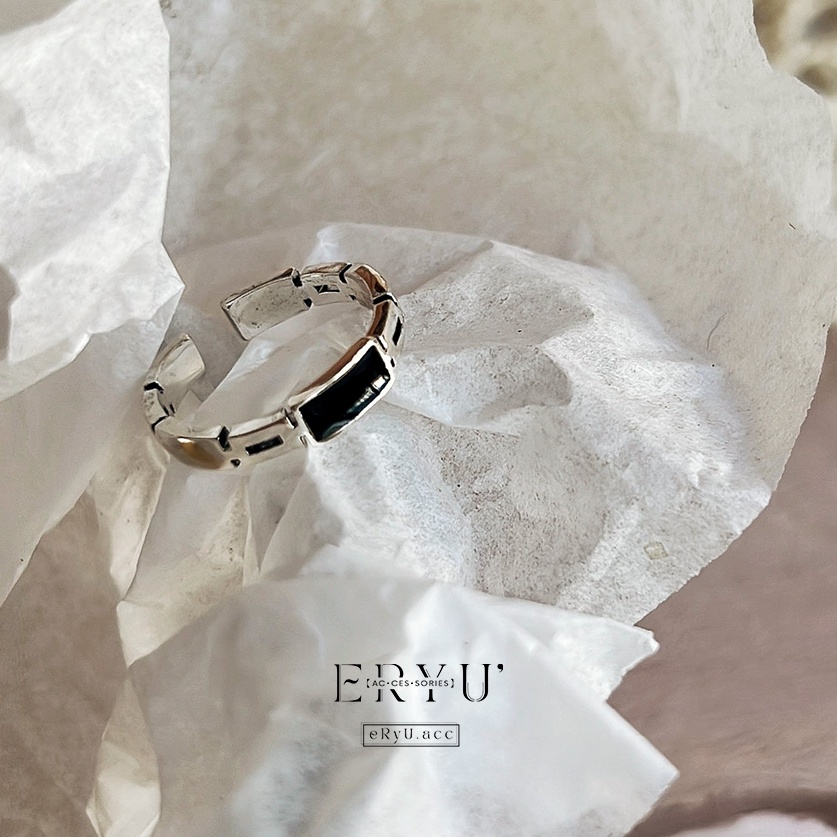 【ERYU】現貨｜片刻的留白 - 韓版復古方塊開口戒 可調節大小 | 蝦皮購物