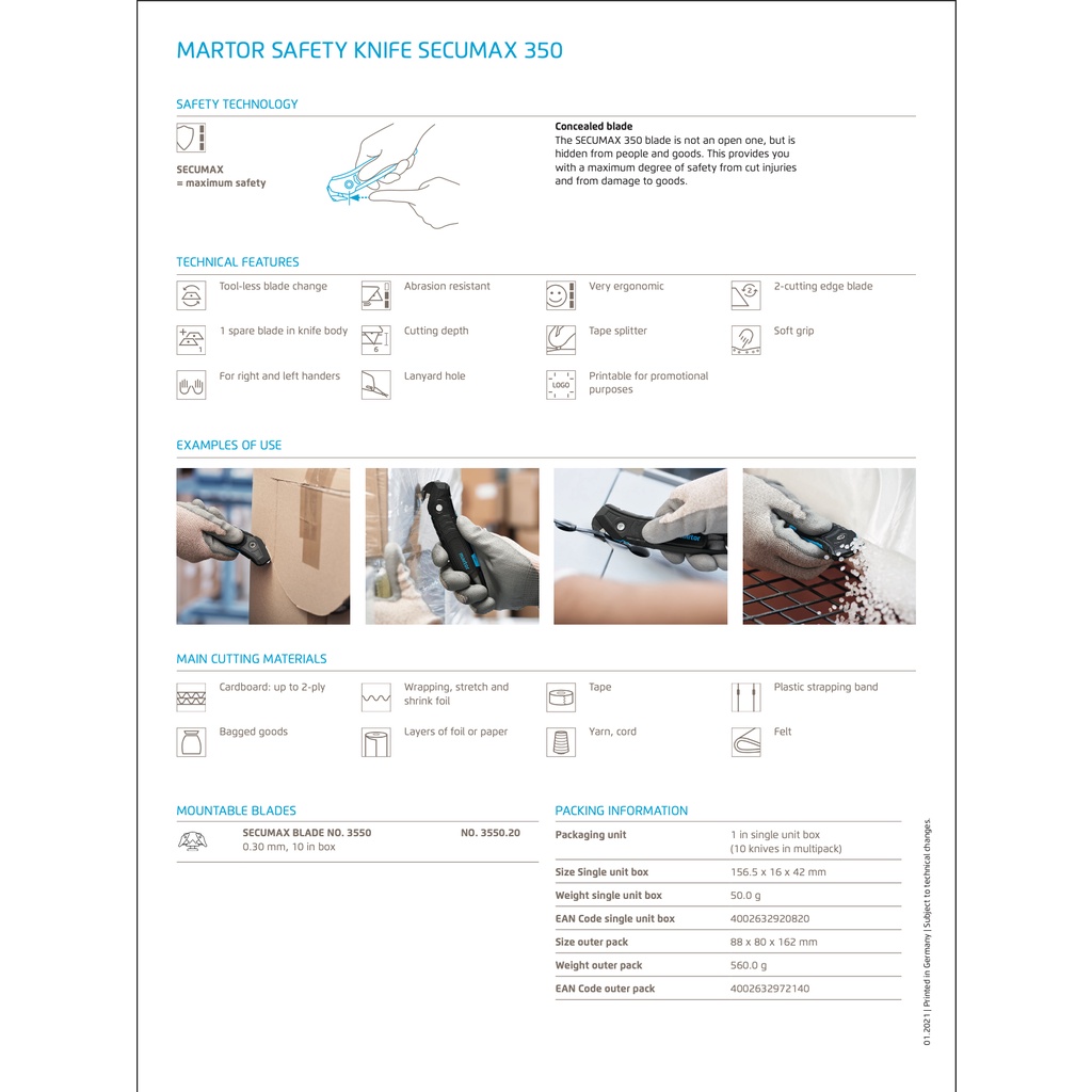 🇩🇪MARTOR 德國安全刀具 SECUMAX 350 ~ 現貨在台 『本體含2組替換刀片 3550』- 各型號歡迎詢問 | 蝦皮購物