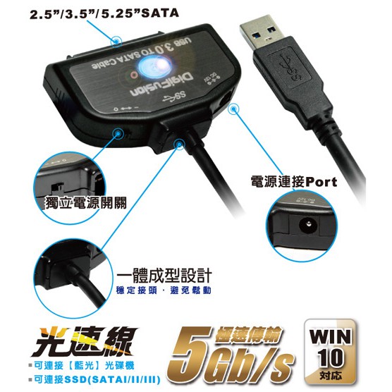 ★摩兒電腦☆伽利略 精裝版 SATA TO USB3.2 光速線 硬碟備份線 U3TSIO-01 U3I-672 | 蝦皮購物