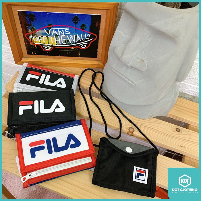 DOT 潮流小物 FILA WALLET 黑 黑白紅 藍白 三摺 拼色 運動短夾 錢夾 錢包 拉鍊 | 蝦皮購物