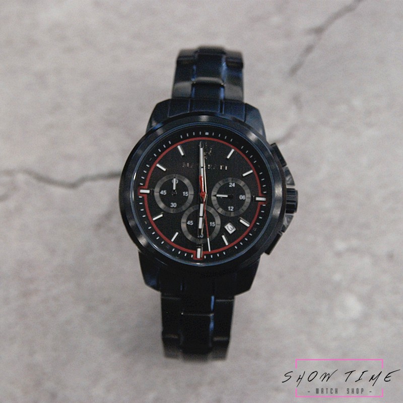 MASERATI 瑪莎拉蒂 時尚紳士三眼計時腕錶-鋼帶/紅黑面黑 R8873621014 [ 秀時堂 ] | 蝦皮購物