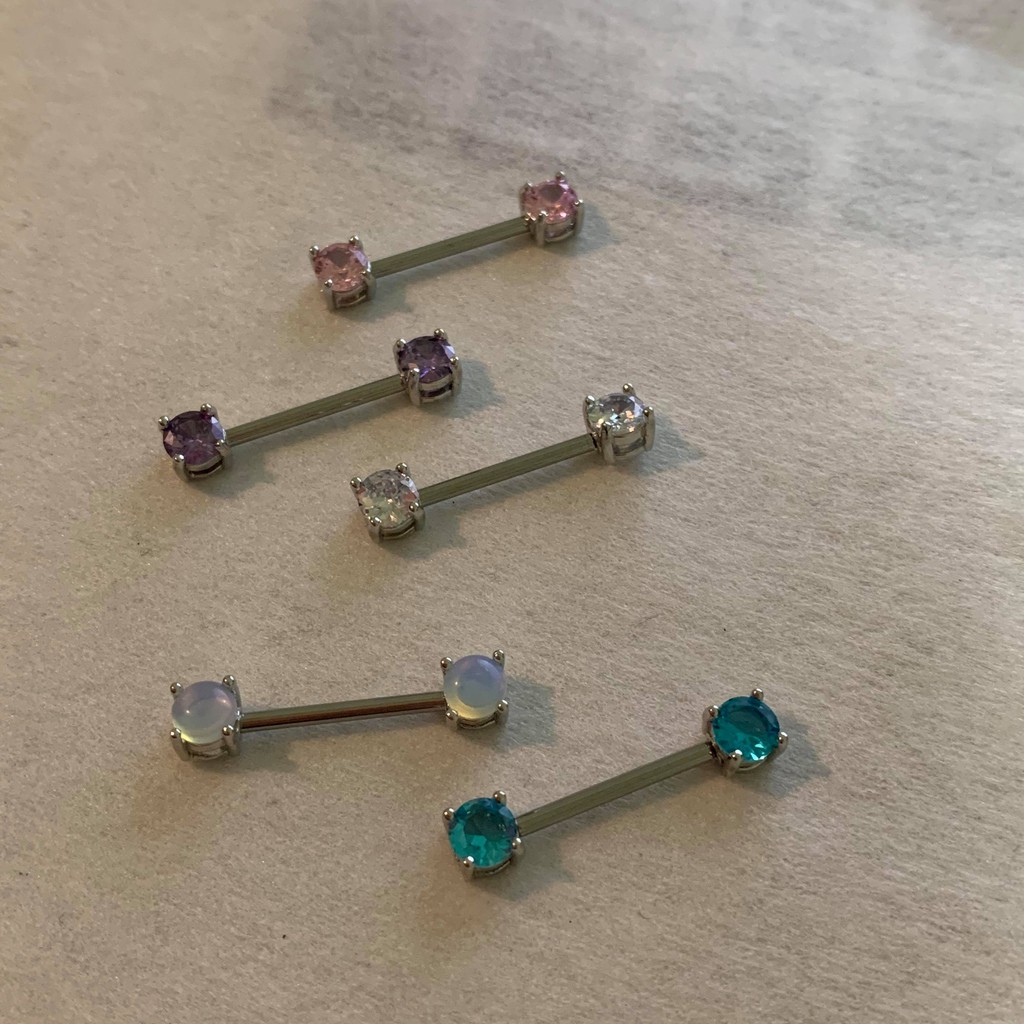 乳環 14G (1.6mm) 316L醫療鋼 銀色藍紫粉紅白鑽糖果 | 蝦皮購物