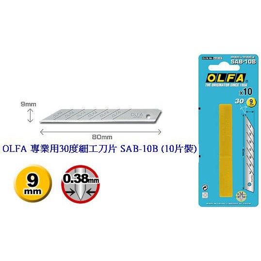 +富福里+ OLFA SAB-10B 專業用 30度細工刀(10片裝/6截)(適用SAC-1、LTD-05 刀) | 蝦皮購物