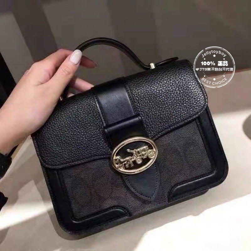 最後現貨庫存 折扣款 全新正品 COACH 6504 深咖啡老花款 Satchel 郵差包 方胖子包 | 蝦皮購物