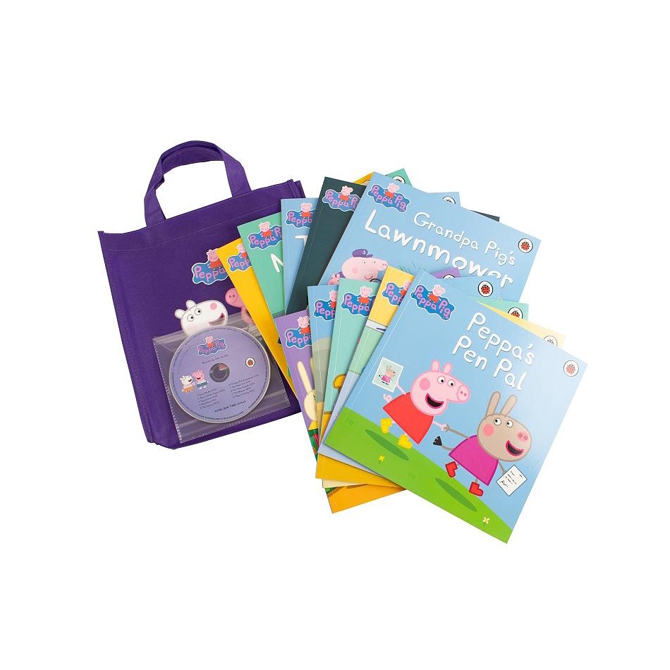 Peppa Pig Purple Bag Set (+CD/10冊合售) / 粉紅豬小妹 / Ladybird eslite誠品 | 蝦皮購物