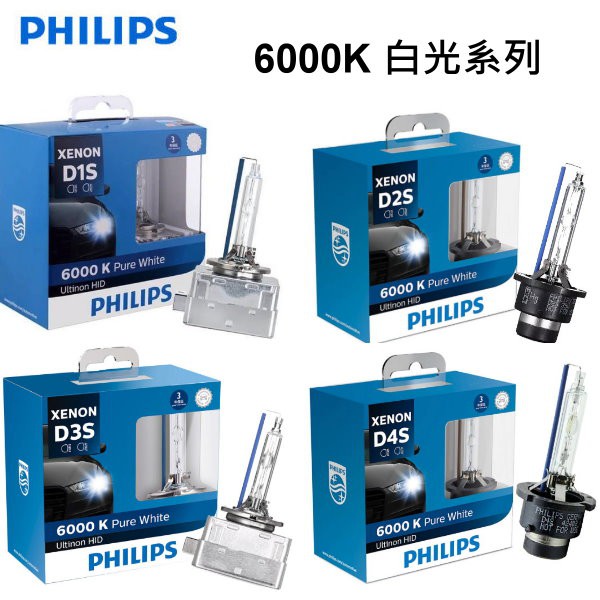 PHILIPS飛利浦 德國製D1S/D2S/D3S/D4S HID燈泡6000K白光 原廠色溫升級款 | 蝦皮購物