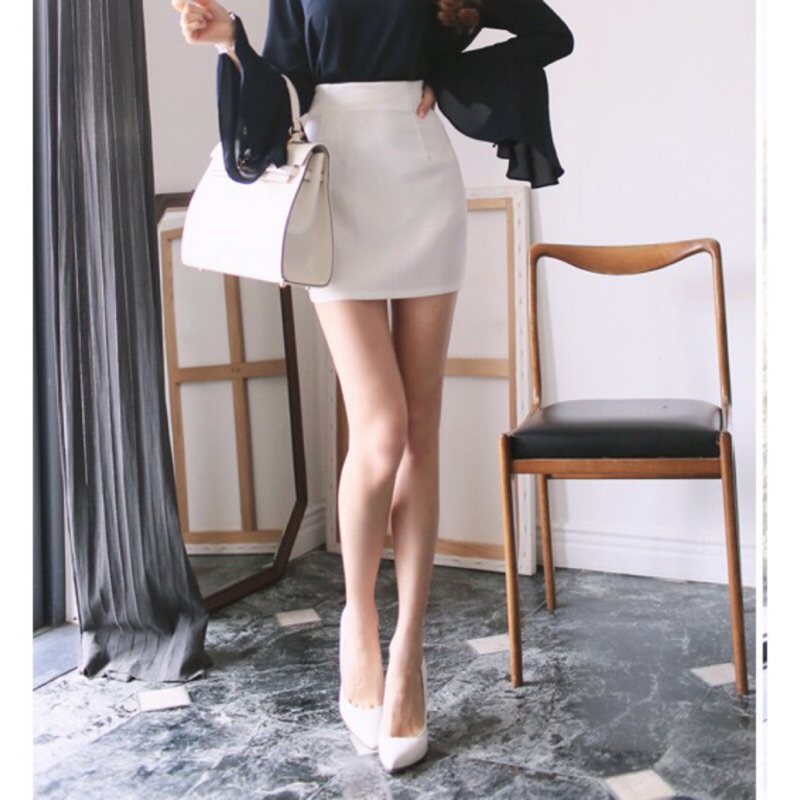 現貨在台🎀 Hanagirl 正韓 訂製西裝裙 OL氣質白色窄裙 黑色修身包臀窄裙 迷你裙 短裙 N004 內襯安全褲 | 蝦皮購物