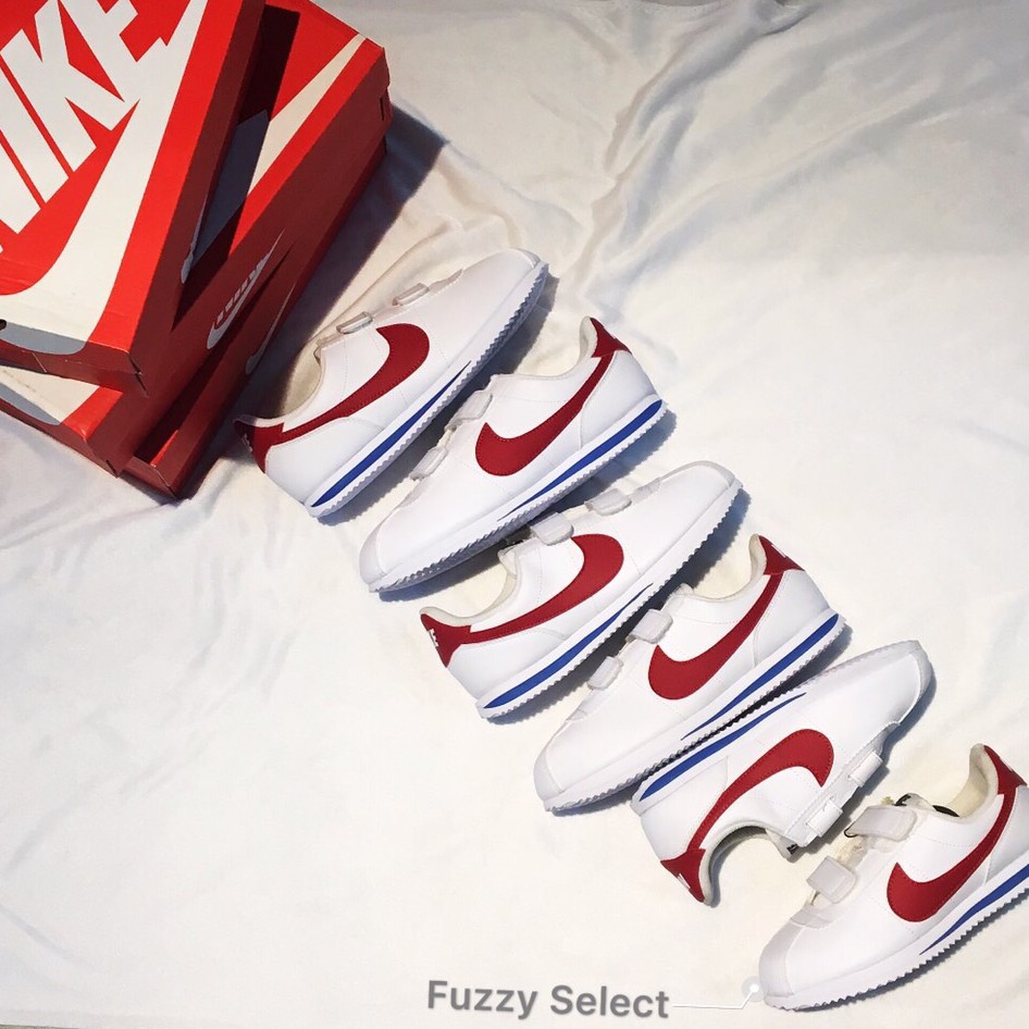 【逢甲 FUZZY】Nike Cortez Basic TDV 白紅藍 阿甘 中童 童鞋 魔鬼氈 904767-103 | 蝦皮購物