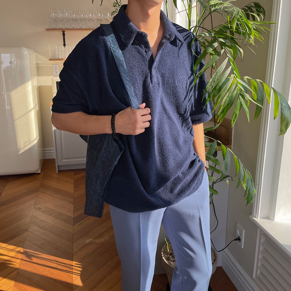 【K-2】毛巾套裝 POLO 套裝 OVERSIZE 毛巾 寬鬆 上衣 重磅 特殊面料 情侶 穿搭 短褲【KD1078】 | 蝦皮購物