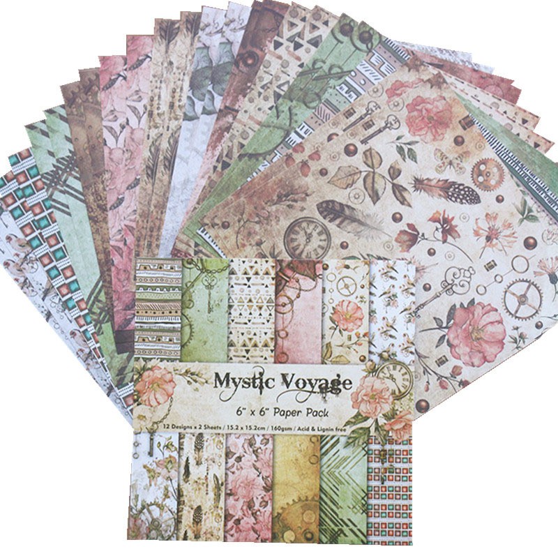神秘之旅 6吋160g 12張入單面復古美編襯紙 爆炸盒剪貼diy卡片手帳 手工 手作相冊相簿 剪貼本 手賬卡 背景紙 | 蝦皮購物