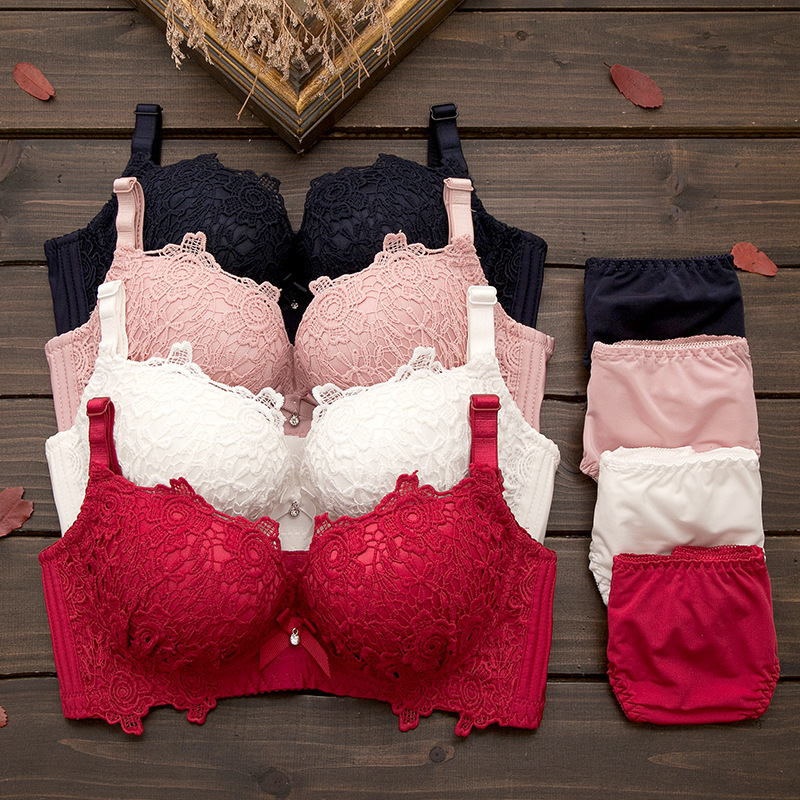 【vigny Core】〖套裝〗 現貨 特價 限時免運 日系性感蕾絲胸罩有鋼圈內衣深v聚攏上托爆乳調整型文胸套裝 | 蝦皮購物