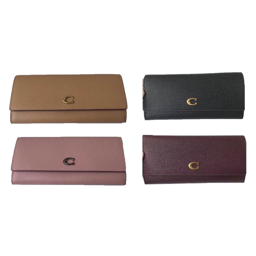 ~雪黛屋~COACH 長夾國際正版保證進口防水防刮皮革二折暗釦蓋式主袋附品證購證塵套提袋(現貨中)C665701 | 蝦皮購物