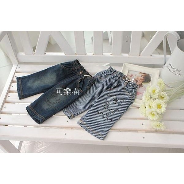 日本原單水洗條紋字母牛仔五分褲 【尺寸】90-95-100cm | 蝦皮購物