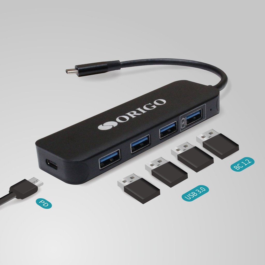 Origo USB-C 4-Port Hub 鋁合金 集線器 支援 BC1.2 與PD 60W 充電 (OHC-C41) | 蝦皮購物