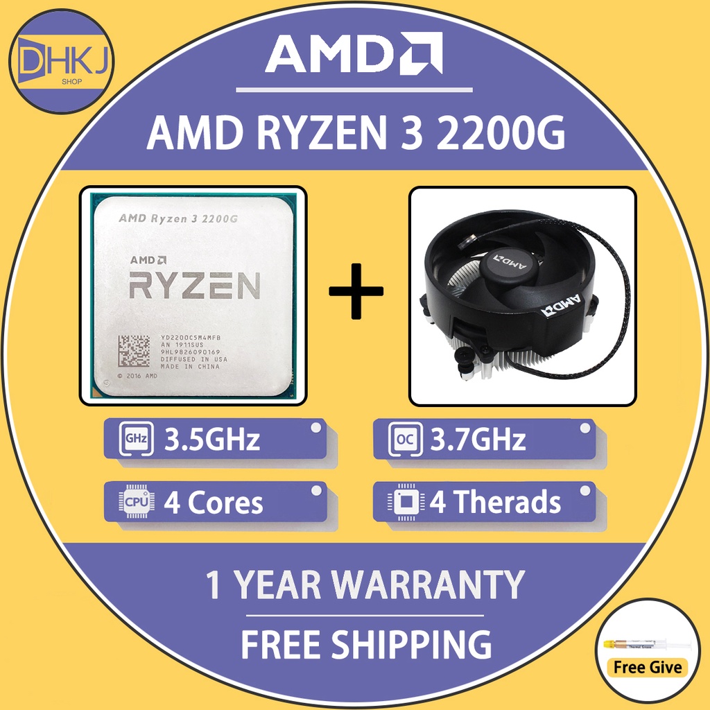 全新 AMD Ryzen 3 2200G R3 2200G 3.5 GHz 四核四線程 CPU 處理器 YD2200C5 | 蝦皮購物