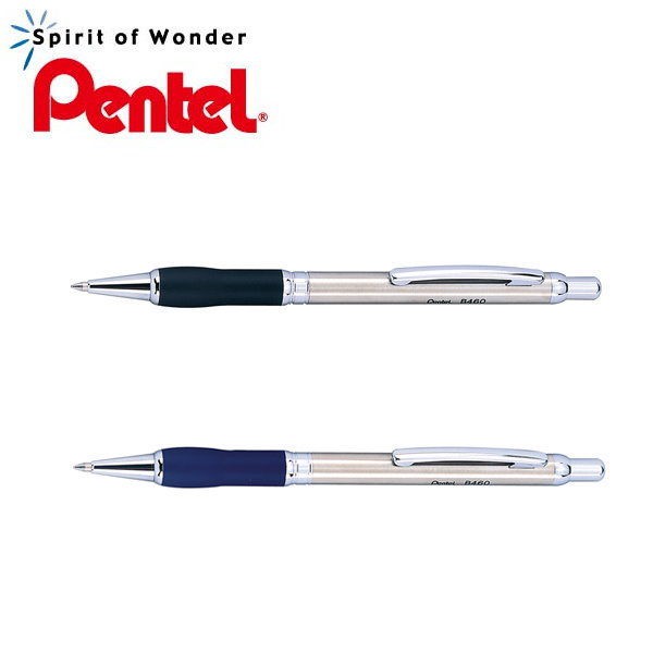 Pentel 飛龍 B460 Sterling 不銹鋼軟膠原子筆 (0.8mm) | 蝦皮購物