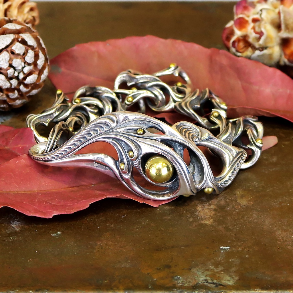 【Silver Monsters】日本匠級 曲線異形 Ability Normal 銀銅鑲嵌 原創設計 異形手鍊 | 蝦皮購物