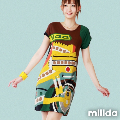 milida 摩特車拼貼洋裝 MMRYCP050 | 蝦皮購物