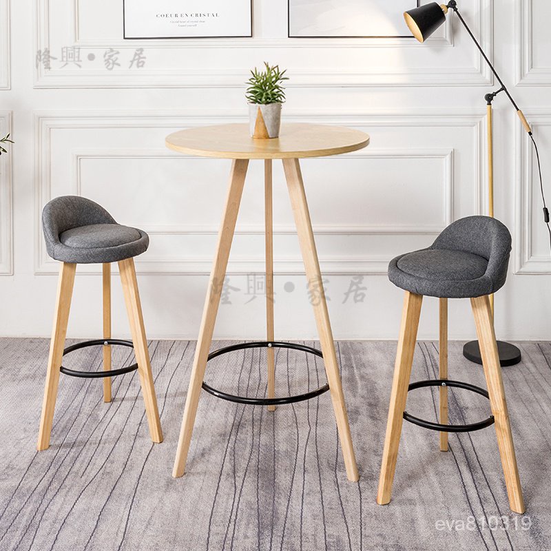 【實木 免運】北歐吧臺桌椅 組閤實木小吧臺桌 傢用簡約高腳圓桌子凳子 咖啡高桌椅 實木餐桌椅 吧檯桌 中島桌 高腳桌 E | 蝦皮購物
