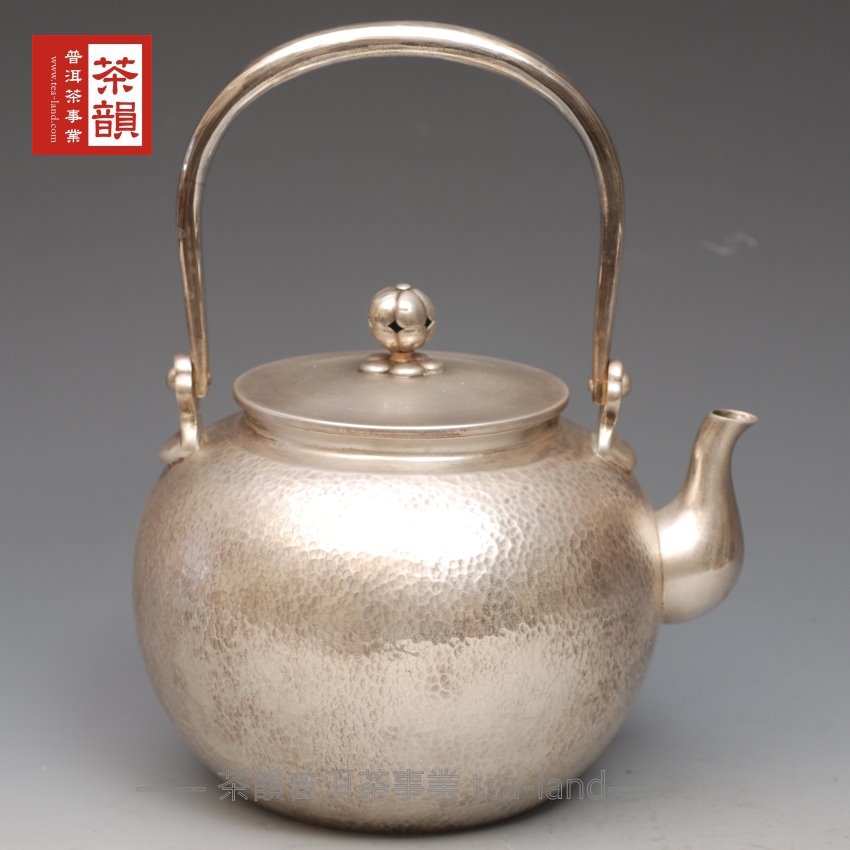 【茶韻】典藏銀之器 一鶴齋 永田鐵夫造 搥目紋 望月形 銀壺 PS005 銀壺 鐵壺 | 蝦皮購物