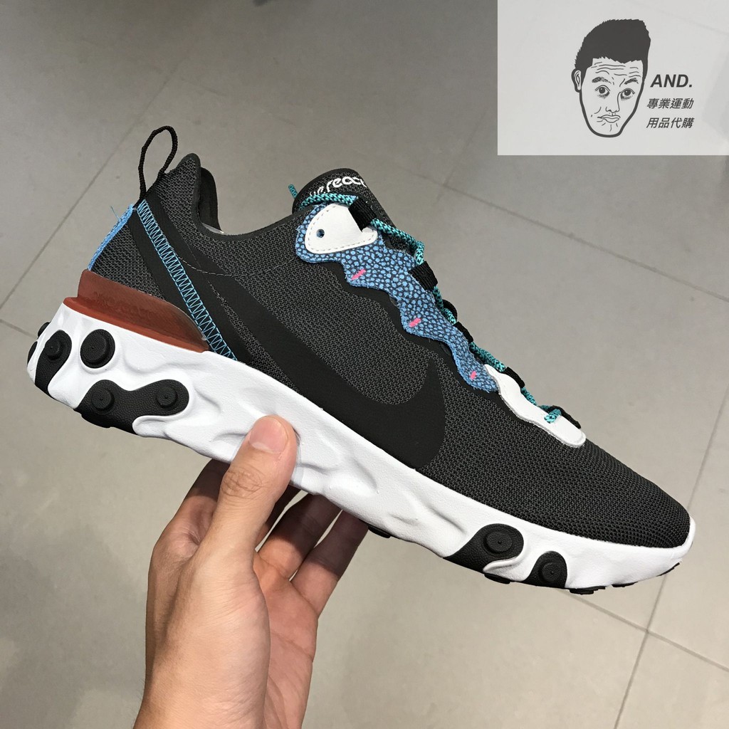 【AND.】NIKE REACT ELEMENT55 鐵灰 藍綠 休閒 運動 訓練 慢跑 男款 CD2153-001 | 蝦皮購物