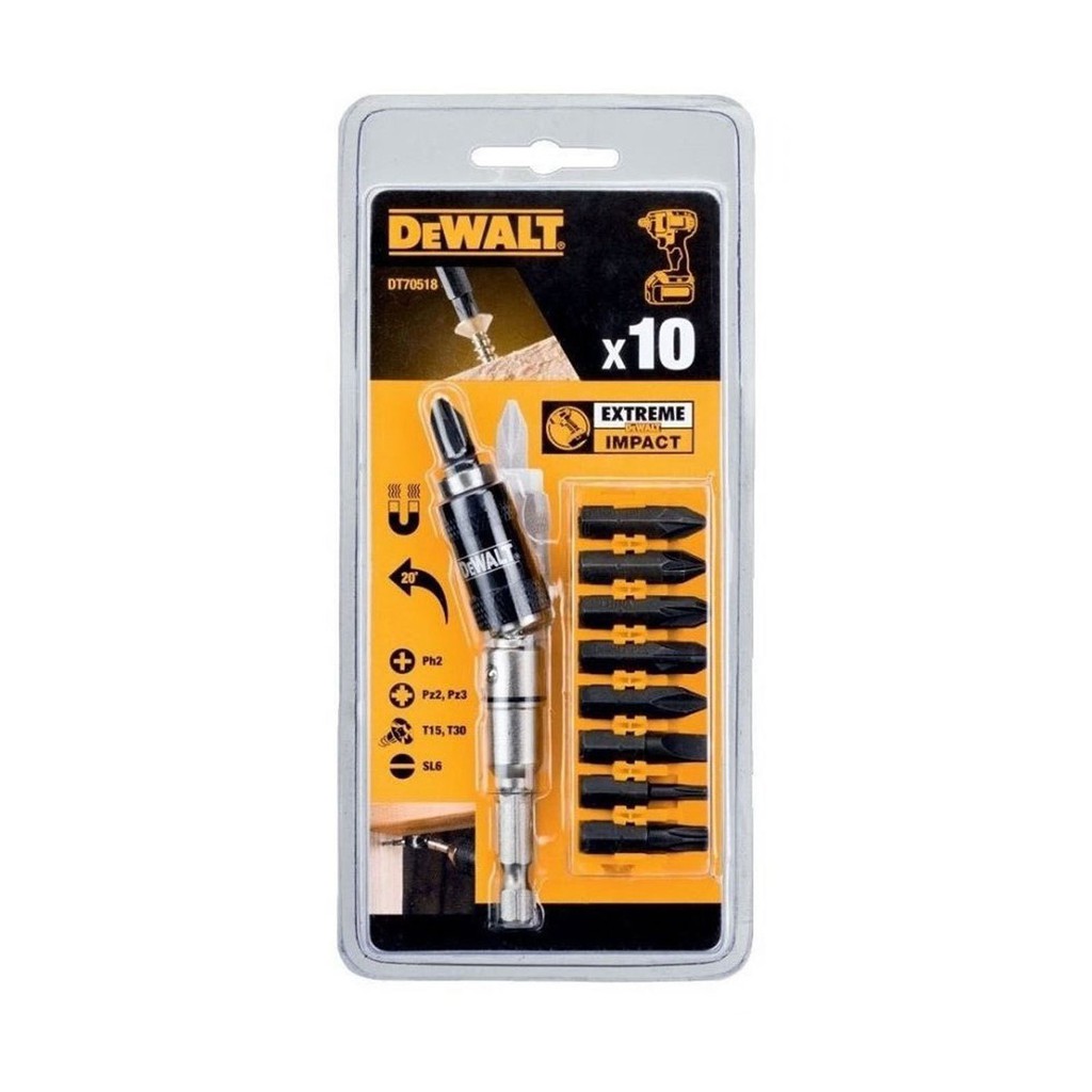 【大寮工具】全新 DEWALT 得偉 DT70518 10Piece 衝擊起子 批頭組 螺絲起子 起子批頭 板手 | 蝦皮購物