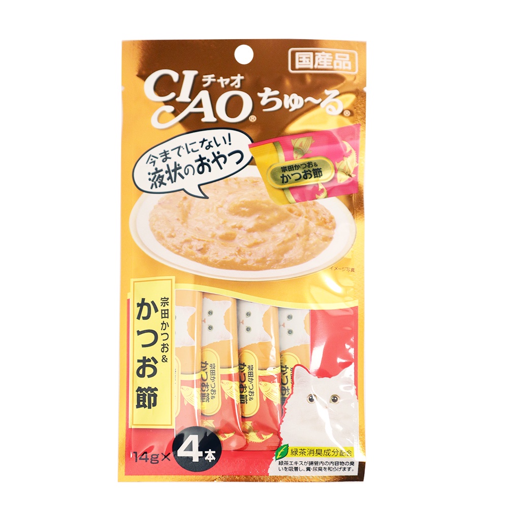 CIAO 啾嚕肉泥(鰹魚+柴魚片) 14g x4入【Donki日本唐吉訶德】 | 蝦皮購物