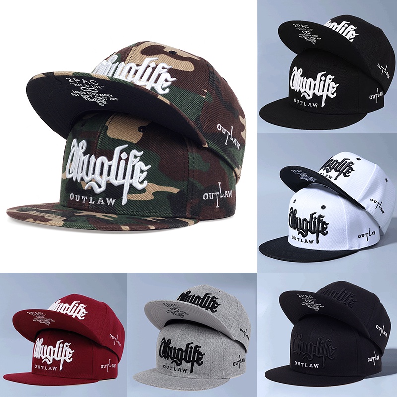 2PAC 帽子男 topi 女 topi lelaki 青年時尚潮牌帽子暴徒生活刺繡回彈帽 | 蝦皮購物