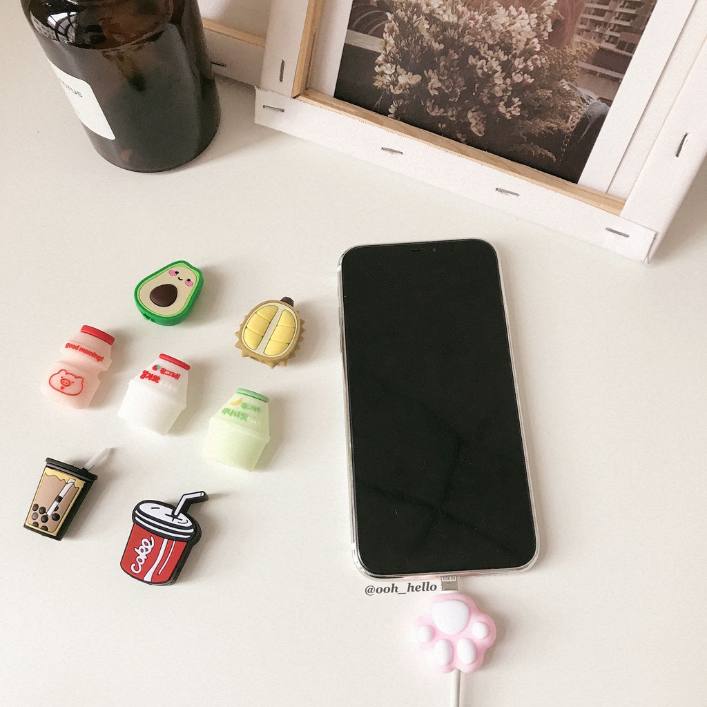 【ooh_hello】數據線保護套 | 貓爪 貓掌 榴蓮 養樂多 可樂 珍珠奶茶 iphone數據線保護套 充電線保護套 | 蝦皮購物