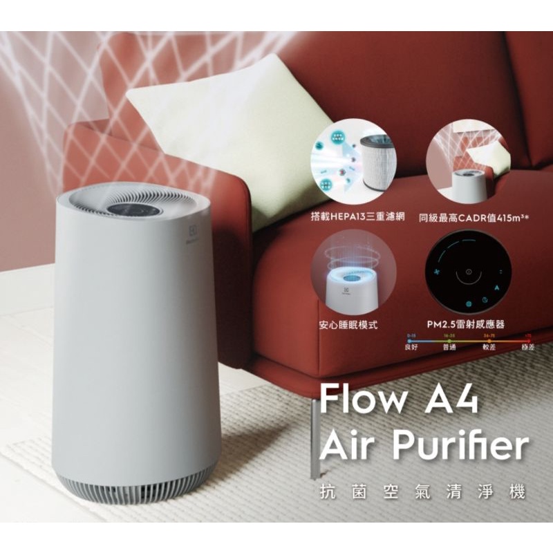 【Electrolux 伊萊克斯】Flow A4 抗菌空氣清淨機(FA41-402GY) | 蝦皮購物