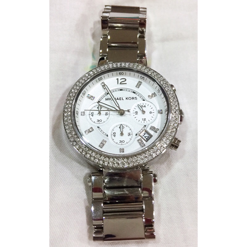 Michael Kors 美式奢華晶鑽三眼計時腕錶-銀 MK5353 | 蝦皮購物