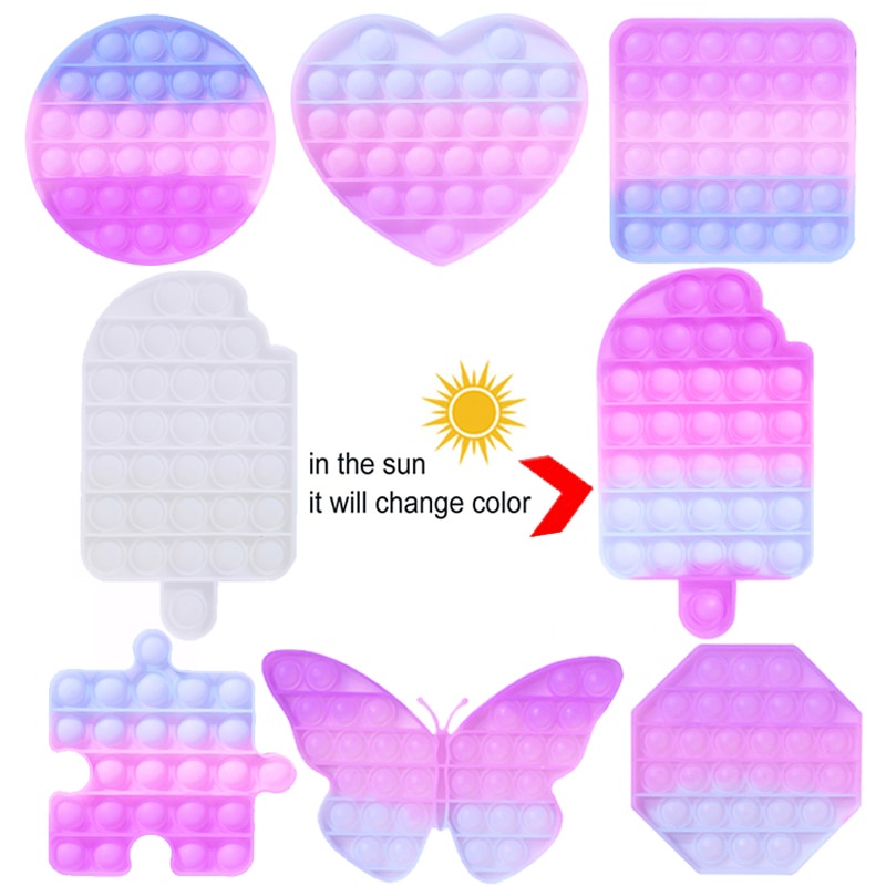 Push Bubble Pop it Fidget Toys In The Sun Will 變色簡單酒窩抗壓緩解擠壓減 | 蝦皮購物
