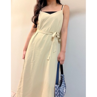 Joyii | 細肩腰綁帶素長洋裝 現貨+預購 | 蝦皮購物