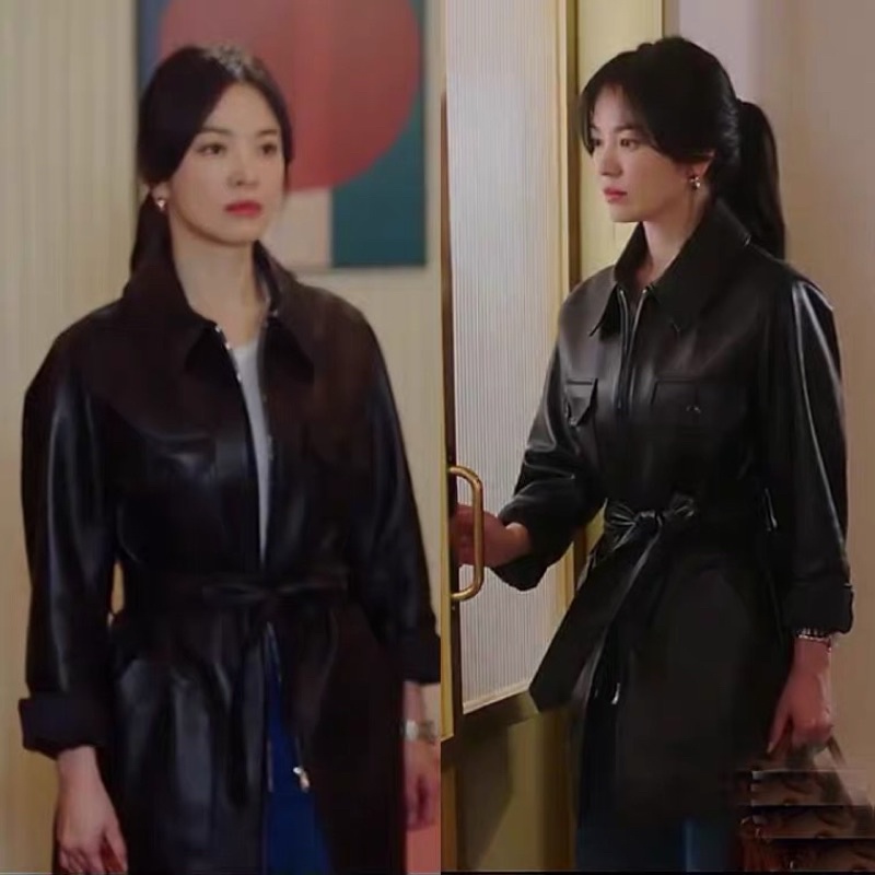 LadyGo 現正分手中 宋慧喬 中長 皮外套 | 蝦皮購物