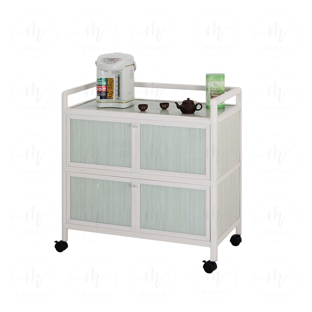 【米朵Miduo】強化玻璃鋁架 四門鋁櫃 鋁合金活動置物櫃(寬83X深43X高83公分) | 蝦皮購物