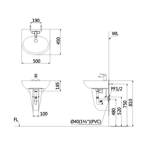 Caesar 凱撒衛浴 面盆配半瓷腳組 L2152 短腳 洗臉盆 臉盆 洗手槽－台灣宅修隊17ihome | 蝦皮購物