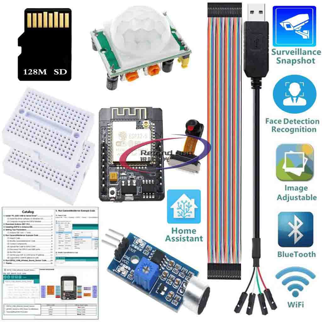 Esp32 CAM Arduino 套件監視器快照人臉檢測識別 WiFi 藍牙攝像頭模塊,帶 128M SD 卡 USB | 蝦皮購物